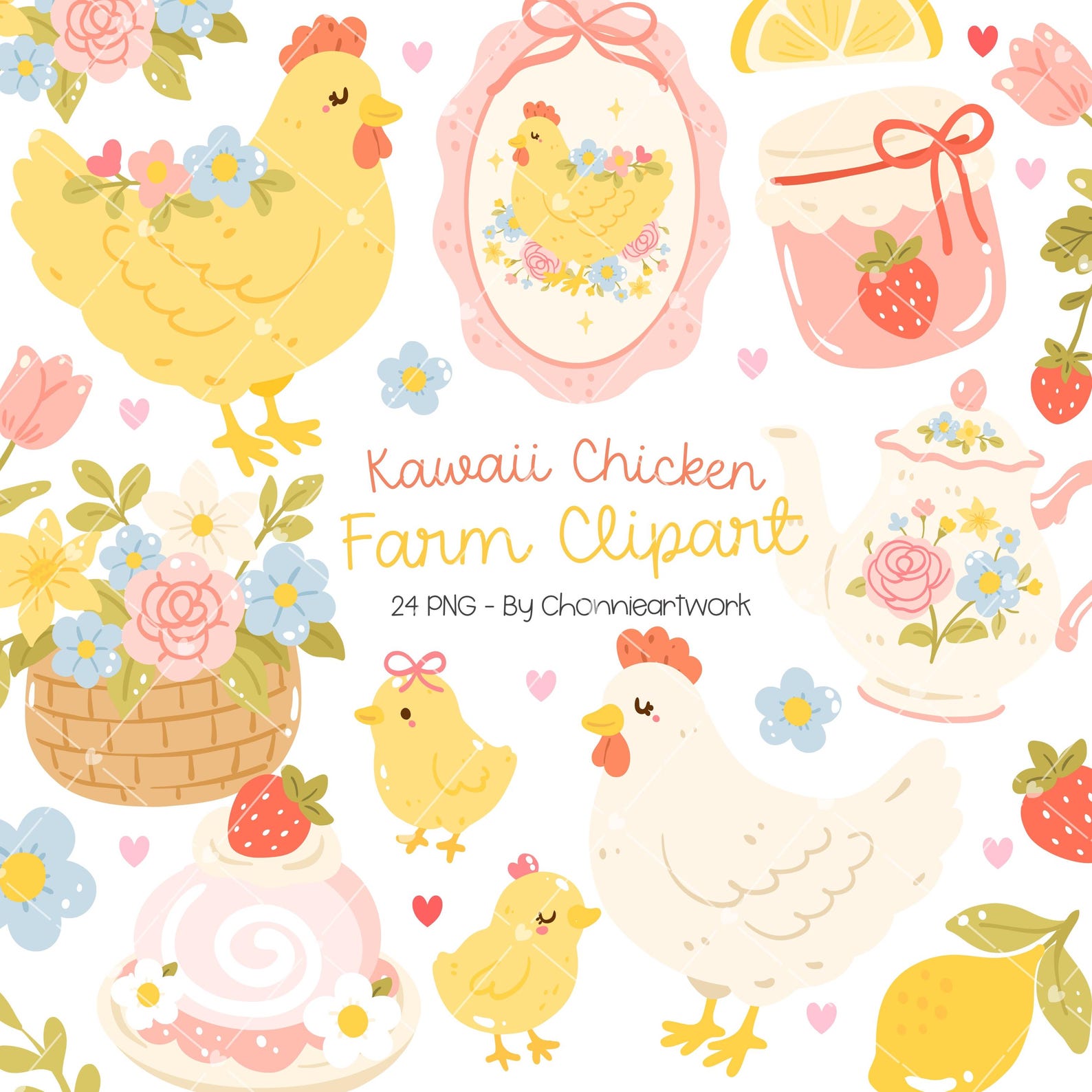 Chicken Kawaii Clipart, Cute Chicken Clipart, Kawaii Cute Chicken ...