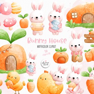 Easter Bunny House Clipart Easter Rabbit Clipart Rabbit - Etsy