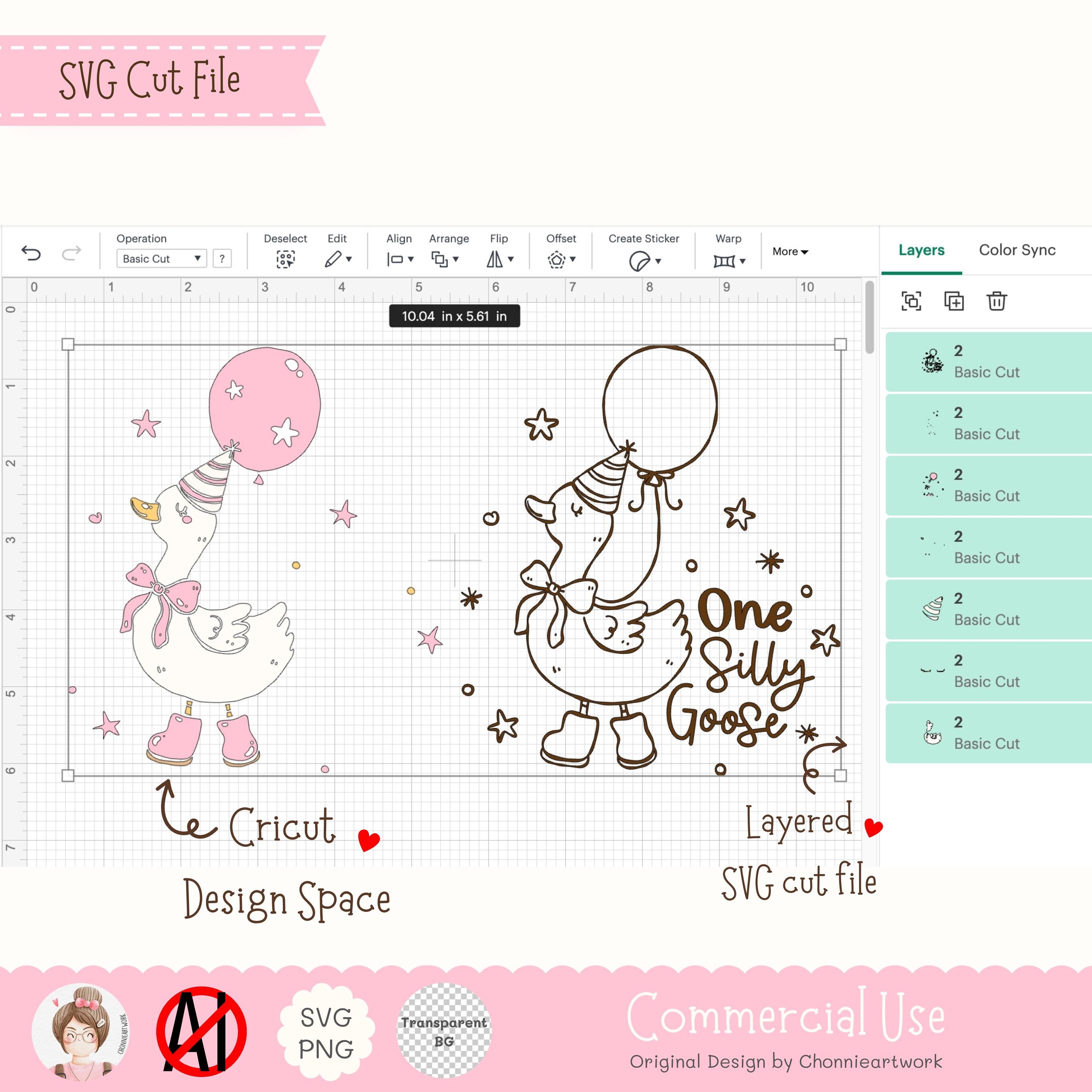 One Silly Goose SVG PNG EPS – Cute Birthday Goose Clipart, Whimsical ...