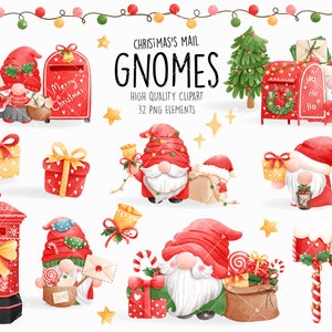 Christmas Mail Gnome Clipart, Christmas Mail Clipart, Gnome Postal ...