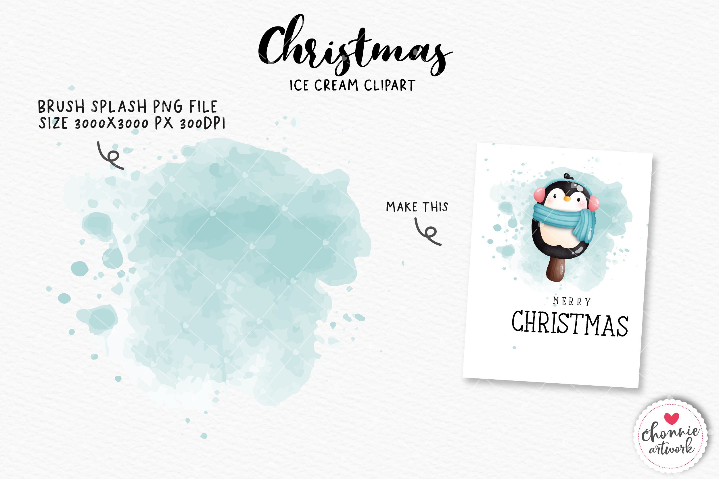 Watercolor Christmas Ice Cream Clipart Winter Animal Clipart - Etsy