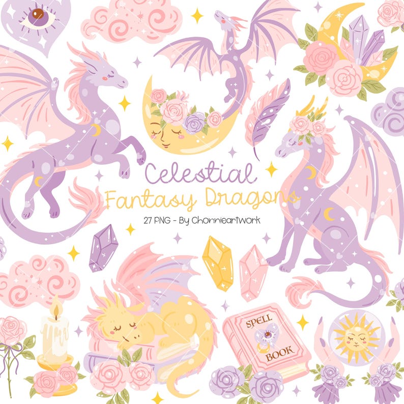 Dragon Celestial, Celestial Dragon Art, Dragon Wings Clipart, Magic ...