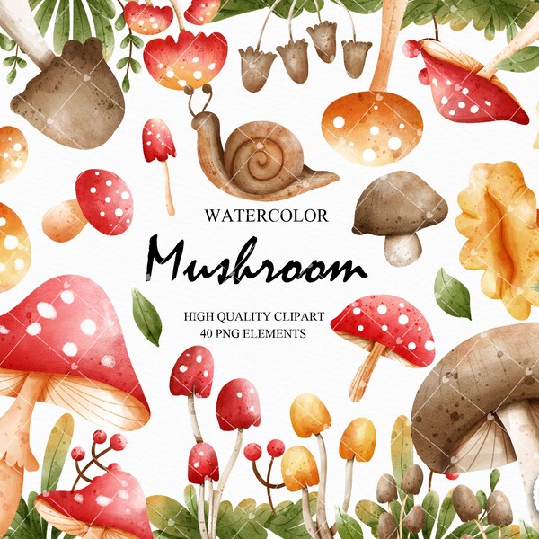 Mushroom Clipart - Etsy