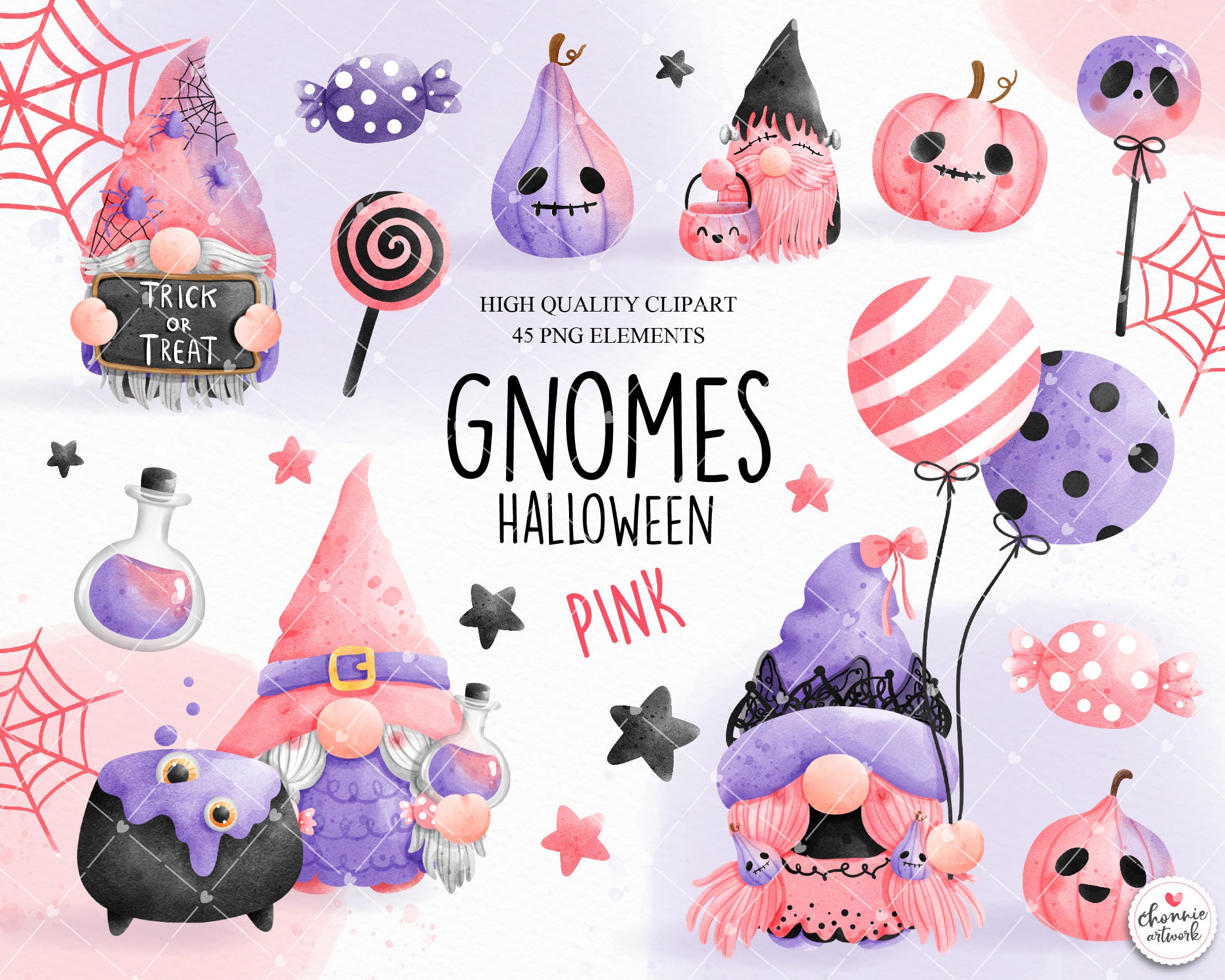 Pink Halloween Gnomes Clipart Pink Halloween Clipart Pink - Etsy