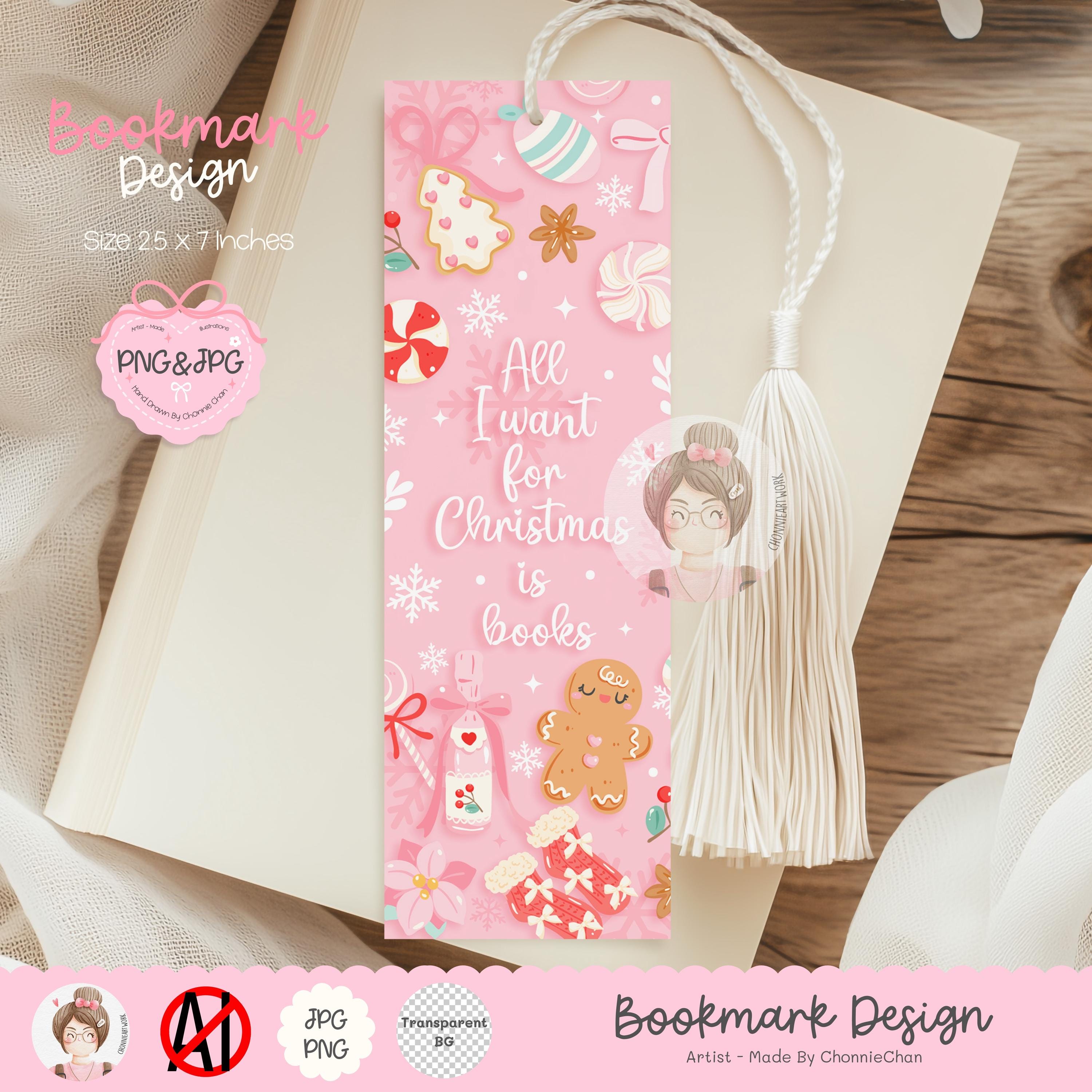 Christmas Bookmark Designs, Cute Christmas Bookmarks, Pink Christmas ...