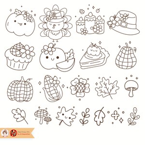 Groovy Autumn Digital Stamp Thanksgiving Clip Art Groovy Retro Clipart ...