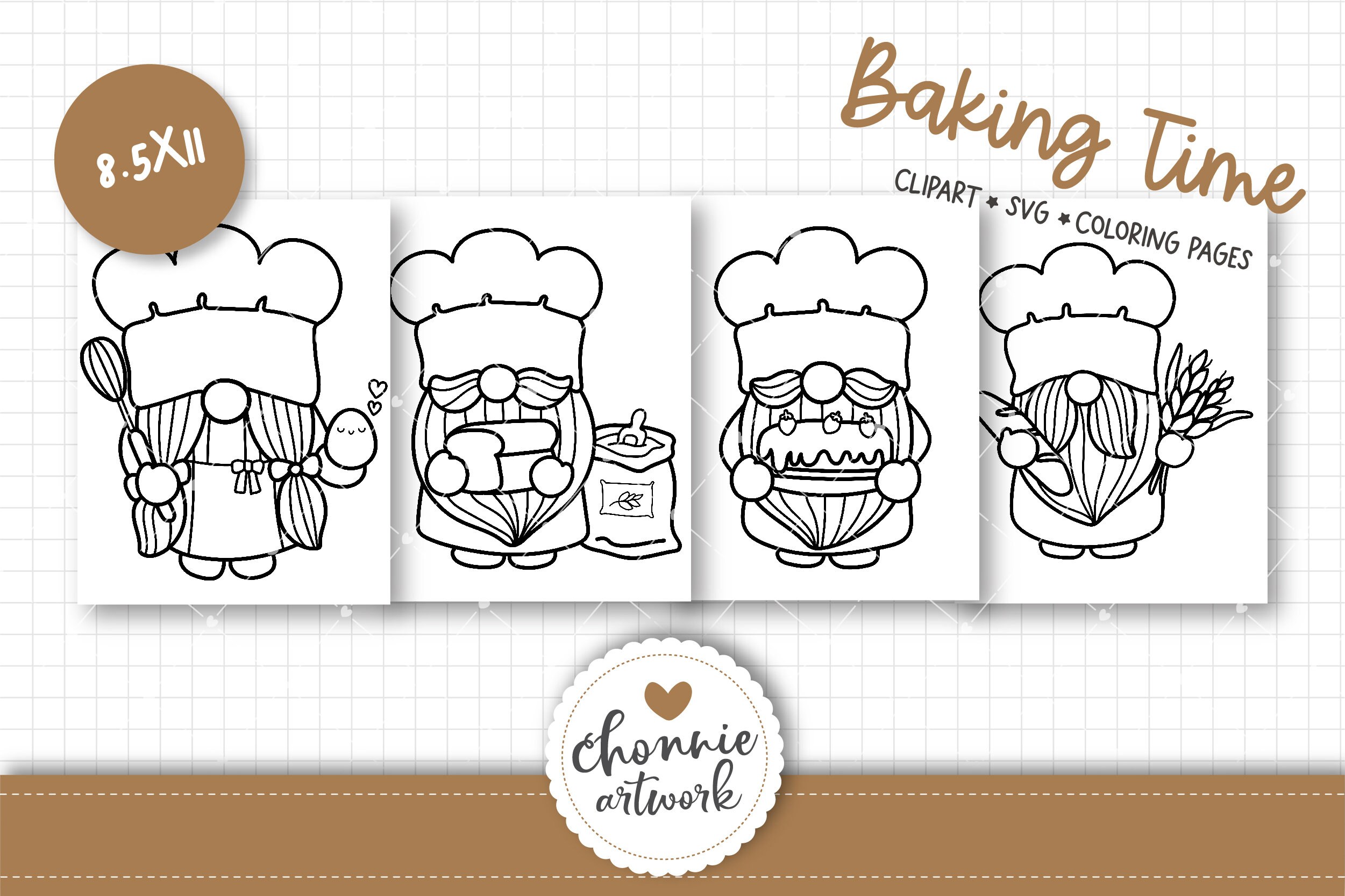 Baker Gnome SVG Gnome Bakery digital stamps Kitchen Gnomes | Etsy