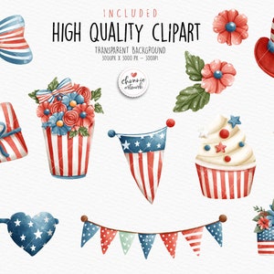 Watercolor 4th July Clipart, Independence Day Clipart, Camper Clipart ...