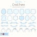 Blue Coquette Ribbon Bow Crest Frame PNG SVG Clipart Romantic Crest ...
