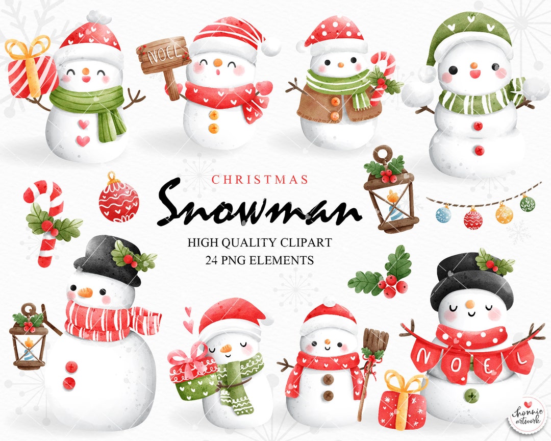 Christmas Snowman Clipart, Snowman Clipart, Christmas Clipart - Etsy
