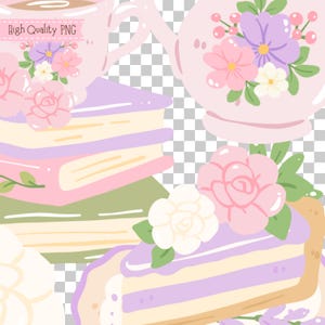 Bookish Garden Clipart, Cozy Pastel Book PNG, Vintage Floral Tea Cup ...