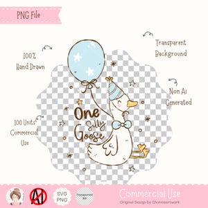 One Silly Goose SVG PNG EPS – Cute Birthday Goose Clipart, Whimsical ...