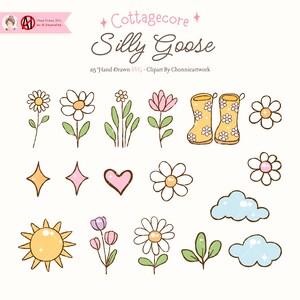 Silly Goose Clipart Set SVG PNG Groovy Goose Spring Garden Flower ...