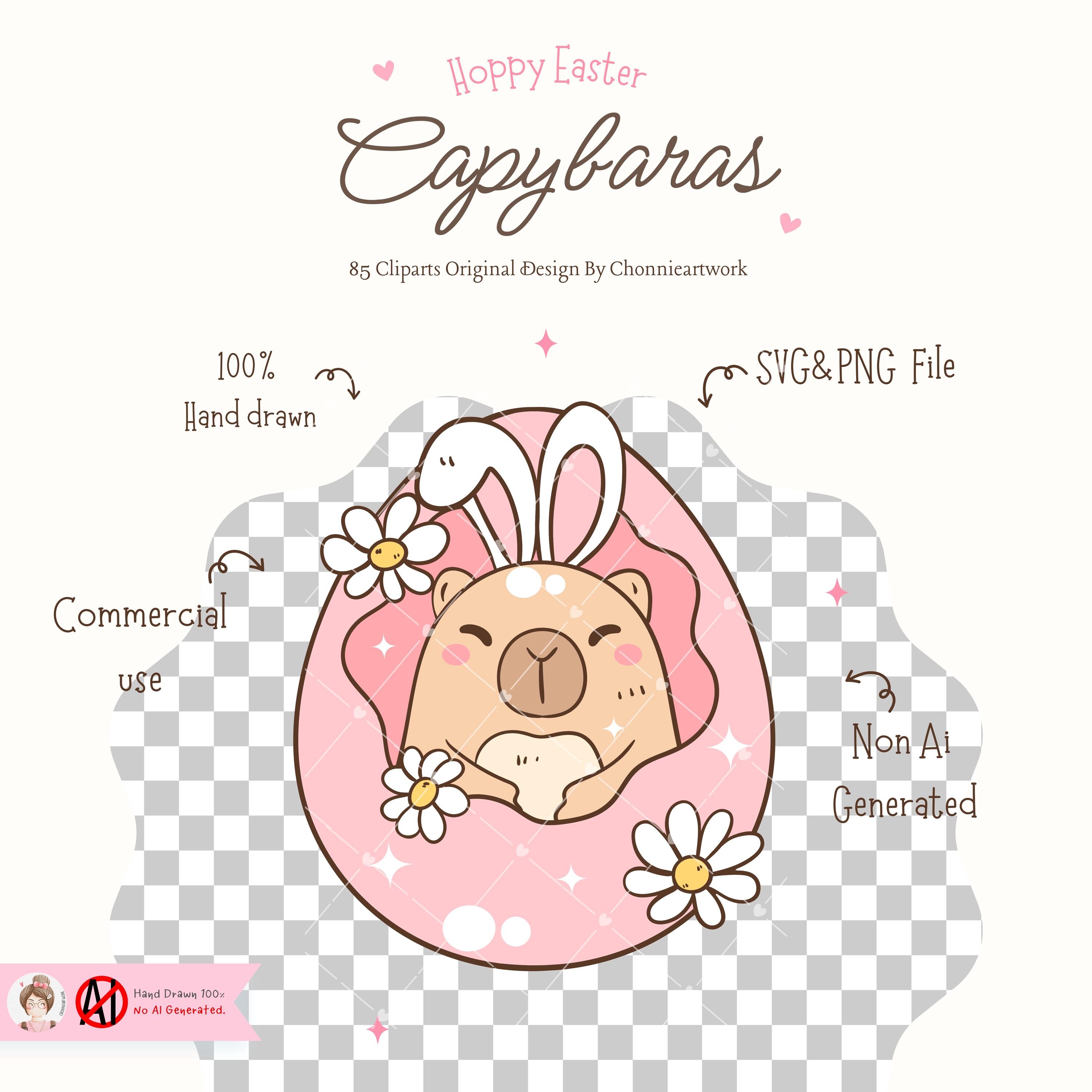 Hoppy Easter Capybaras Clipart Set SVG PNG Groovy Capybara Spring ...