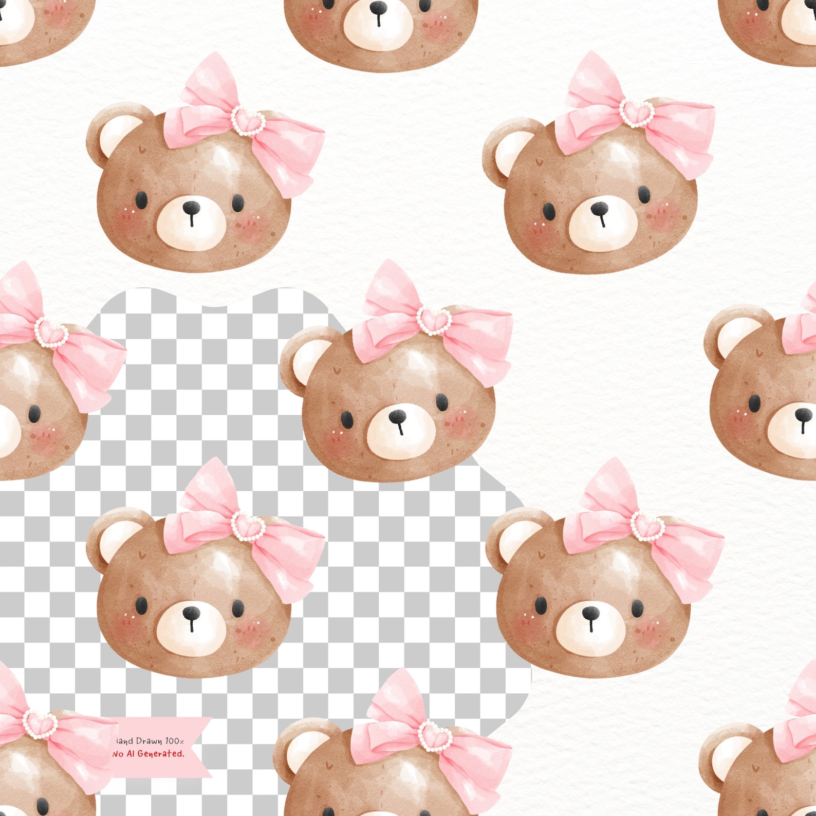 Coquette Teddy Bear Seamless Patterns, Teddy Bear Pattern, Teddy Bear ...
