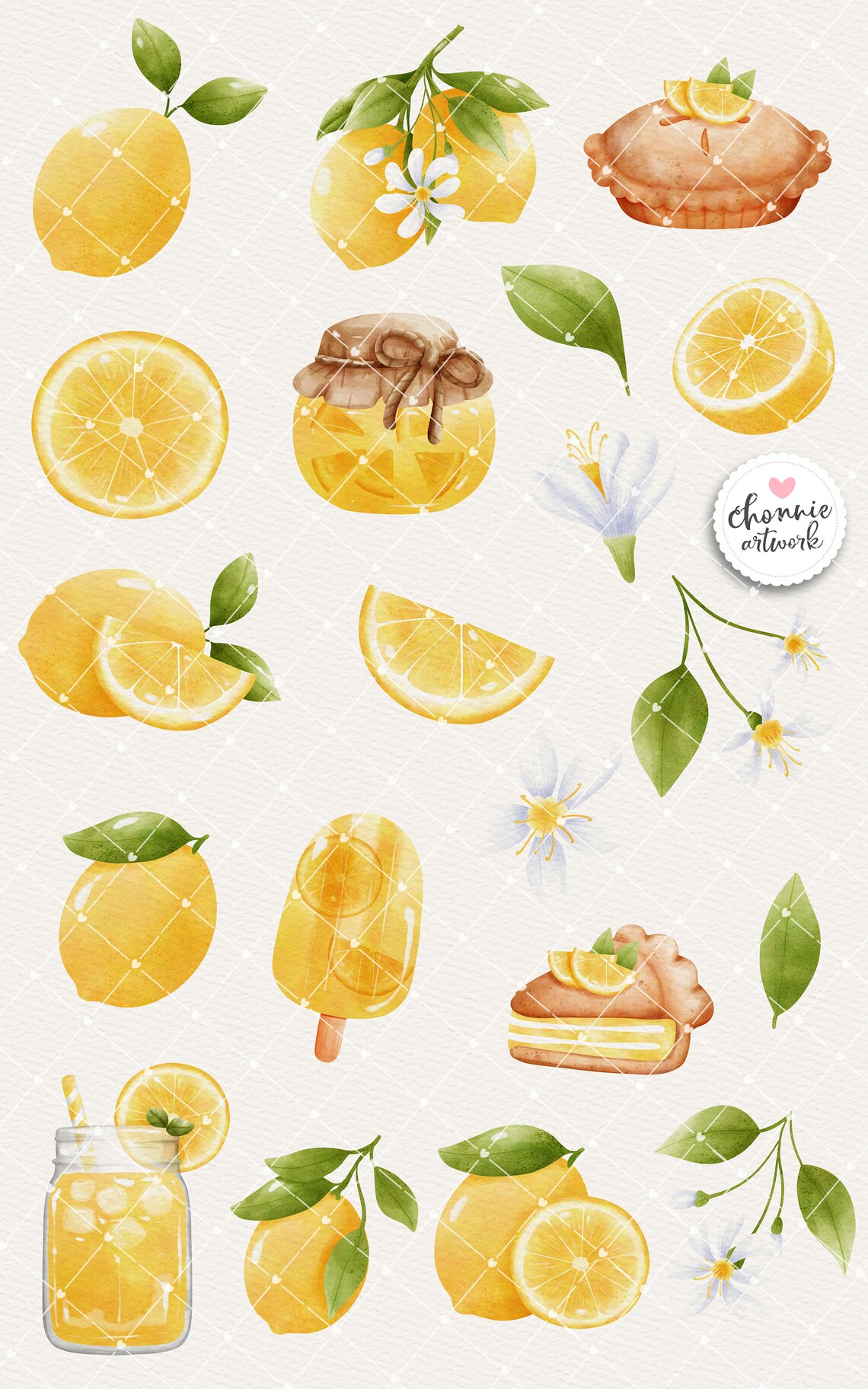 Watercolor Lemons Clipart Summer Fruit Clipart Fruit - Etsy