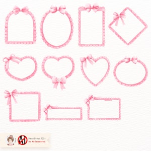 Pink Coquette Ribbon Frame Clipart Gift Bow Clipart Fashion Clipart ...