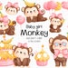 Baby Girl Monkey Clipart Monkey Birthday Clipartbaby Shower - Etsy