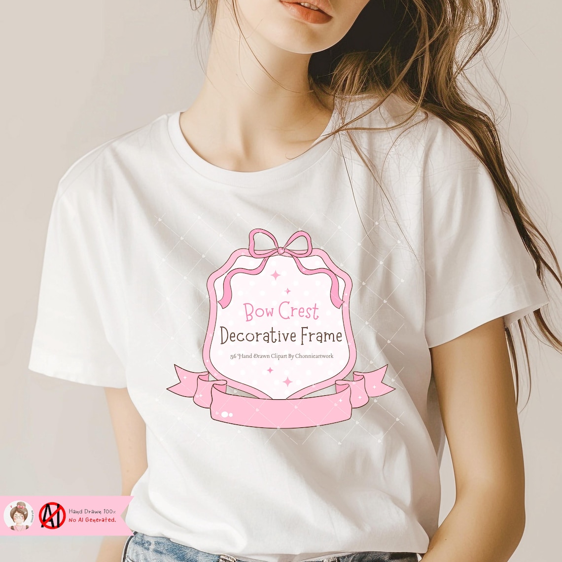 Pink Coquette Ribbon Bow Crest Frame PNG SVG Clipart Romantic Crest ...