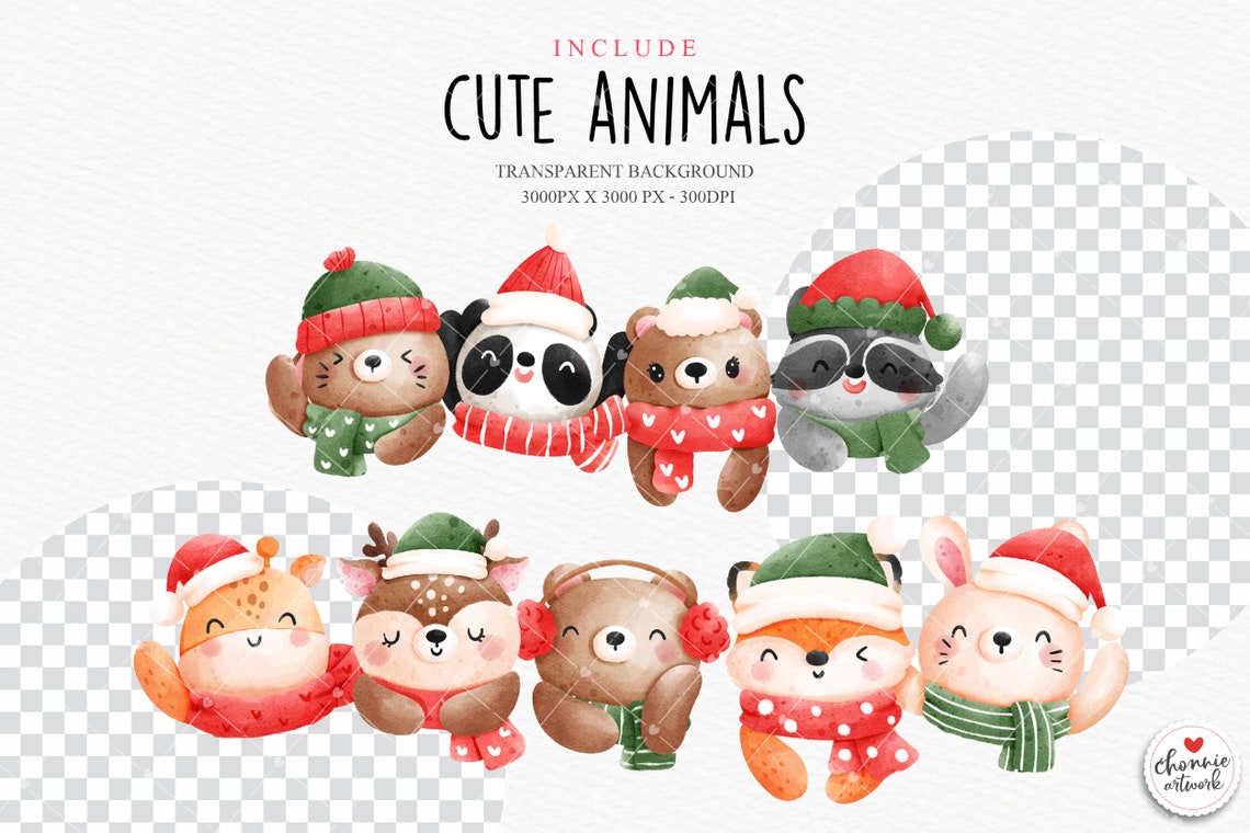 Christmas Animal Clipart Christmas Woodland Clipart - Etsy