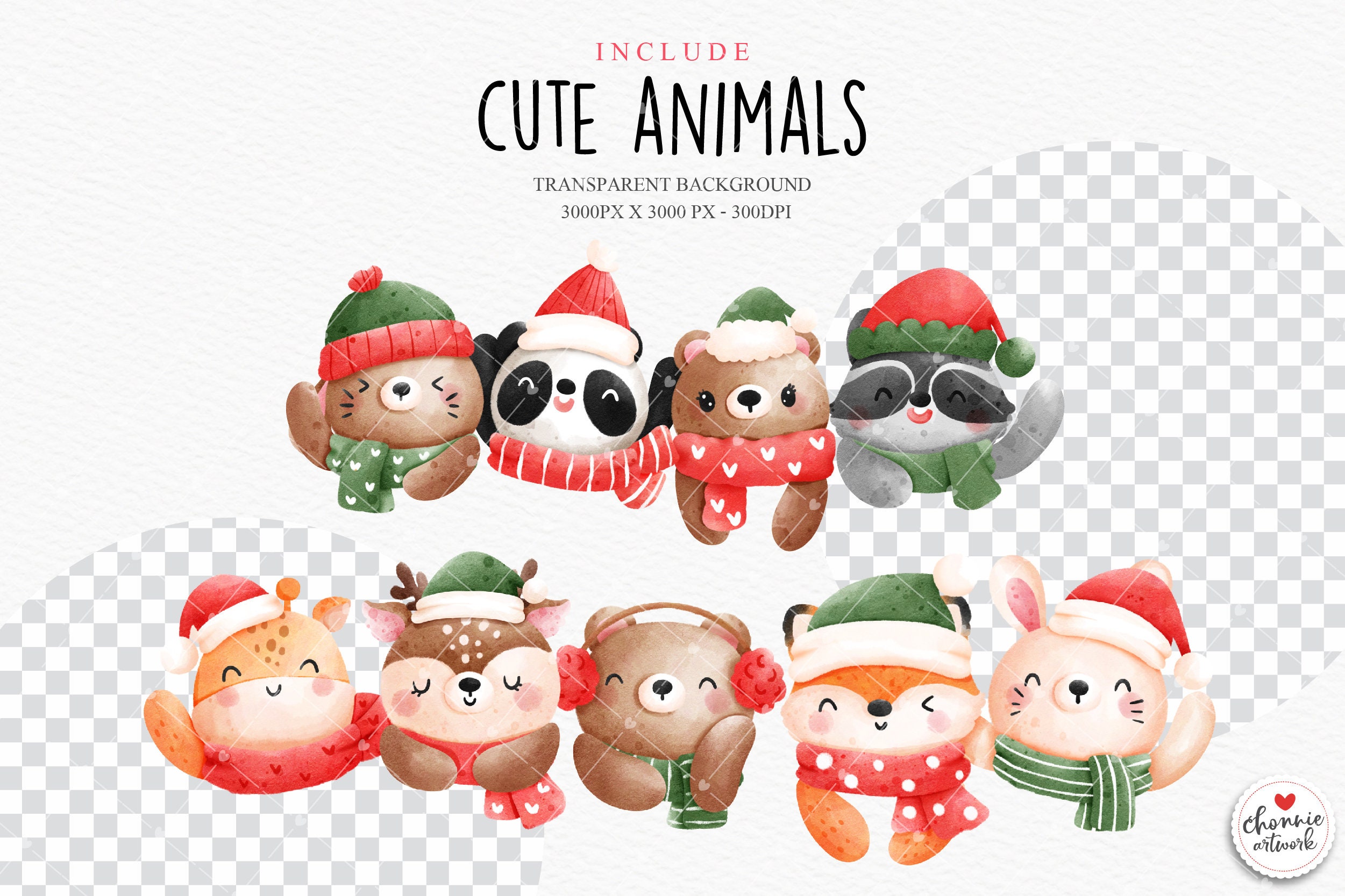 Christmas Animal Clipart Christmas Woodland Clipart - Etsy