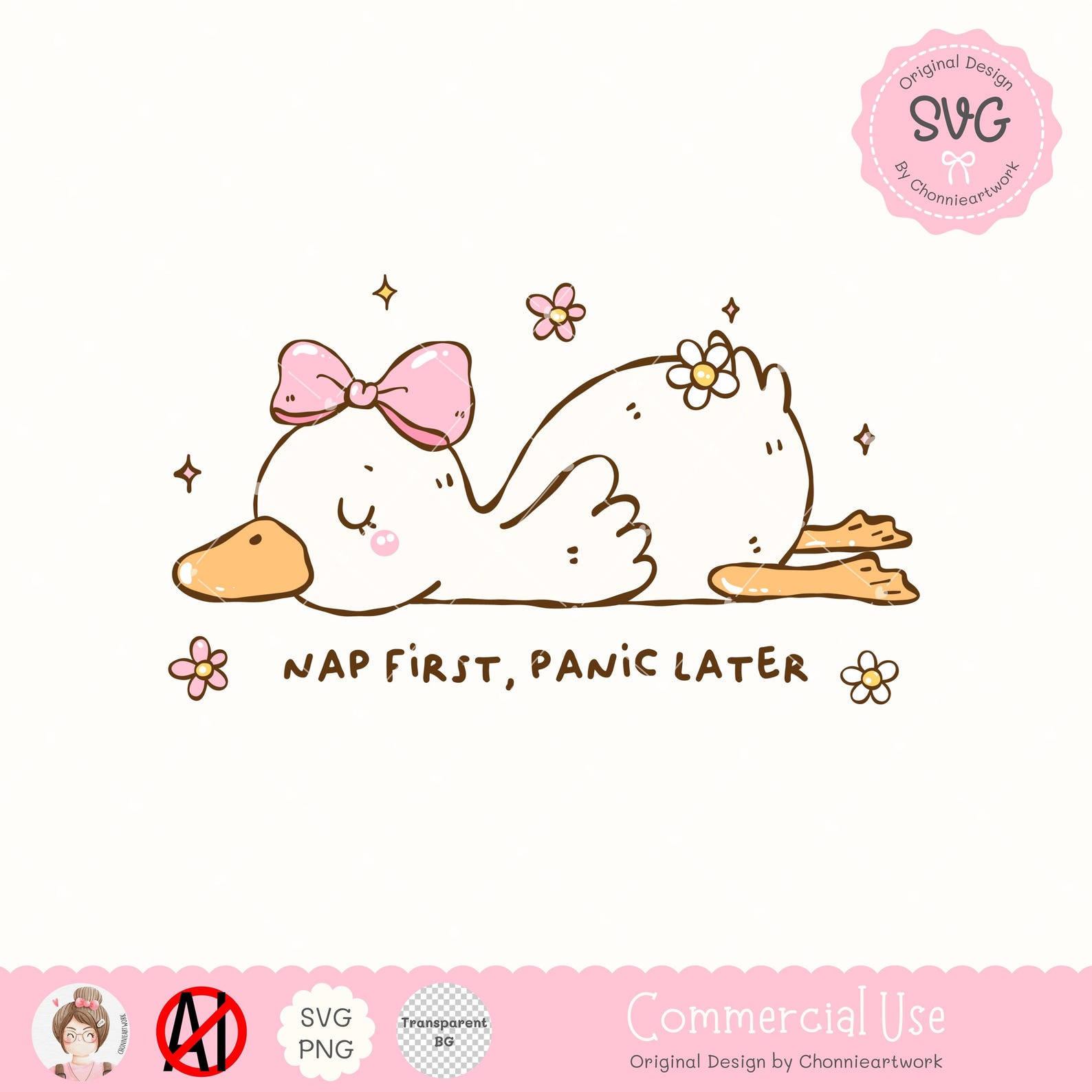 Nap First Panic Later Goose SVG PNG EPS Silly Goose Sleeping Funny ...