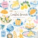 Coastal Brunch Clipart, Blue and Yellow Kitchen Decor, Cottagecore ...