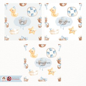 Nautical Teddy Bear Seamless Patterns, Teddy Bear Pattern, Teddy Bear ...