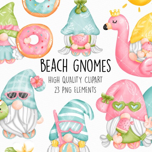 Beach Gnomes Summer Clipart Collection - Etsy