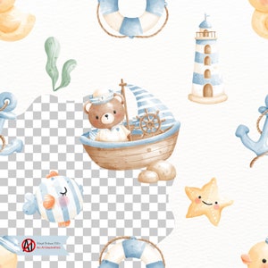 Nautical Teddy Bear Seamless Patterns, Teddy Bear Pattern, Teddy Bear ...