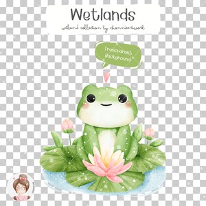 Watercolor Wetlands Clipart, Ciute Swamp Clipart, Cute Frog Clipart ...