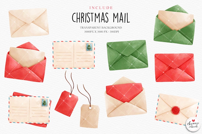 Christmas Mail Clipart Christmas Delivery Clipart Christmas - Etsy