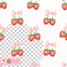 Pink Coquette Ribbon Seamless Pattern, Coquette Strawberry Pattern ...