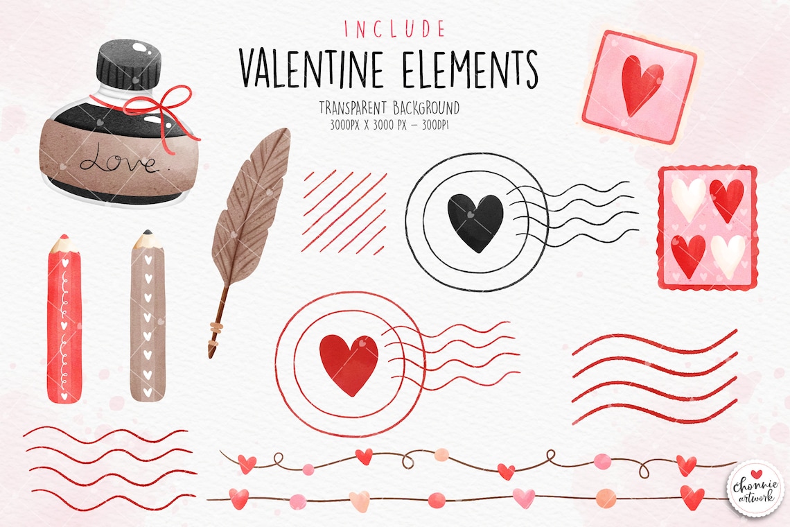 Valentines Mail Clipart Valentines Letter Clipart - Etsy