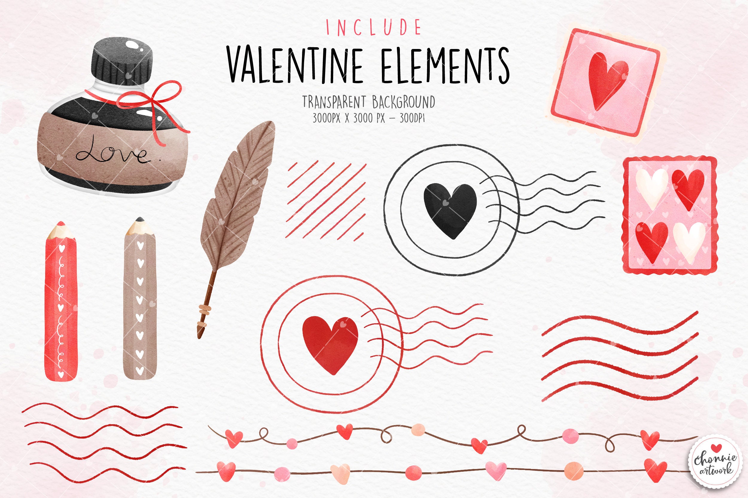 Valentines Mail Clipart Valentines Letter Clipart - Etsy