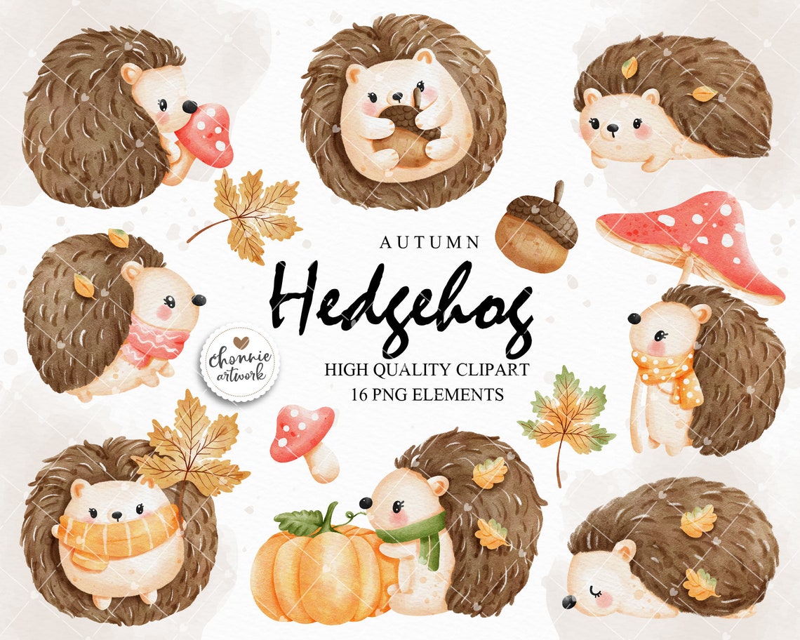 Hedgehogs Cliparts Autumn Hedgehogs Clipart Autumn Clipart - Etsy