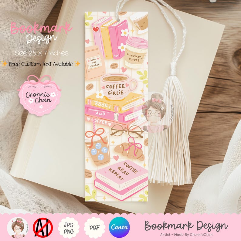 Books and Coffee Bookmark, Bookish Bookmarks, Bookish Coffee Lover ...