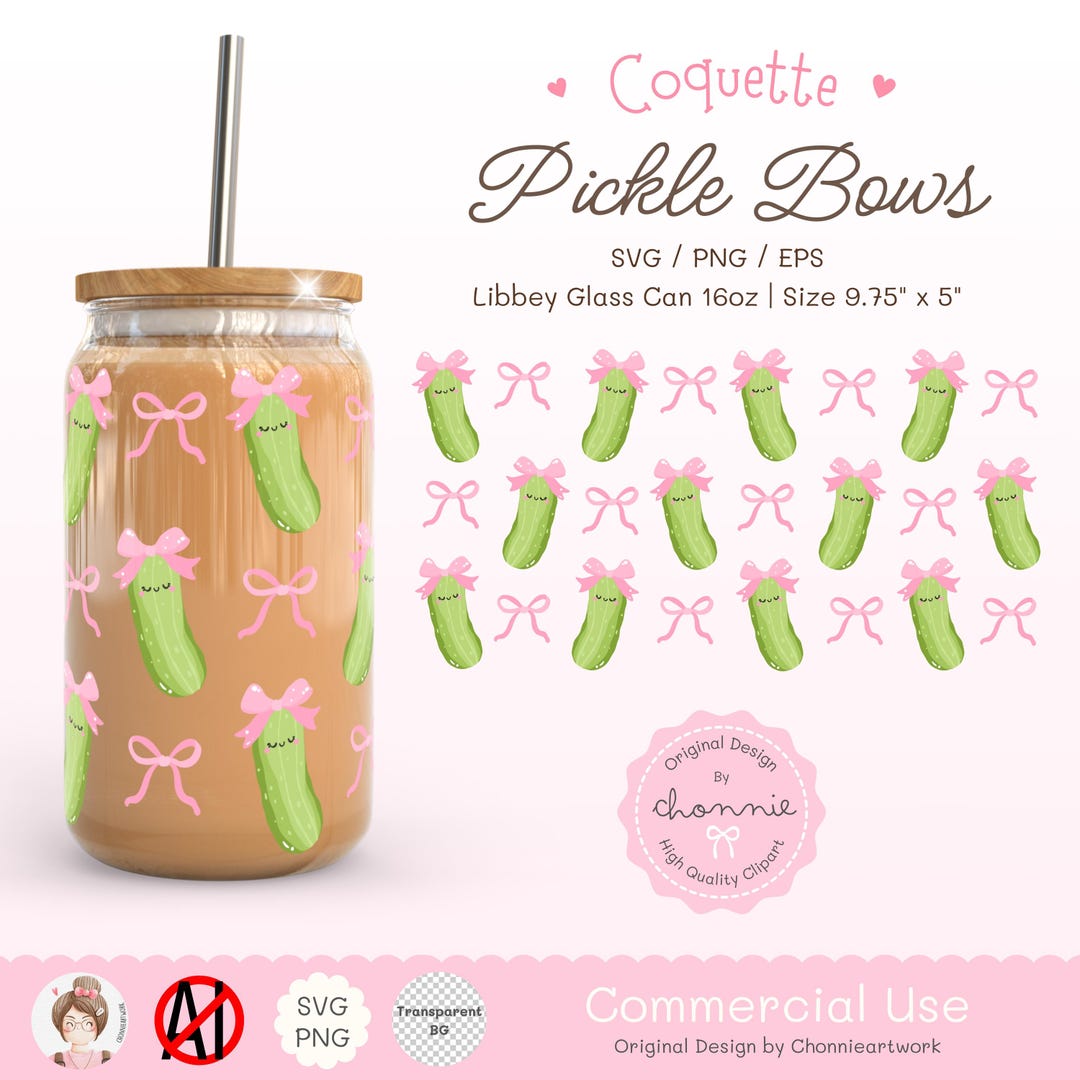 Coquette Pickle Bows Cup Wrap, Pickle Wrap, Pickle Lover Cup Wrap, Cute ...