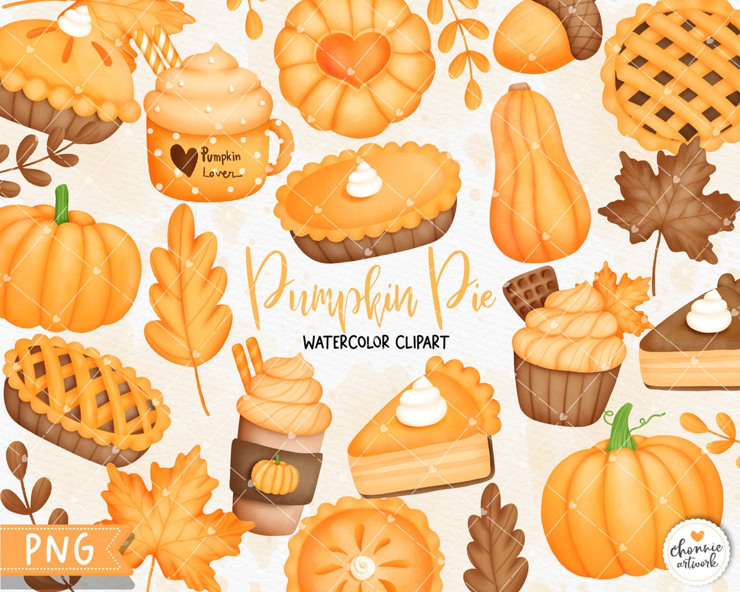 Pumpkin Pie Watercolor Clipart, Pumpkin Pie Clipart, Pumpkin Pie Png ...