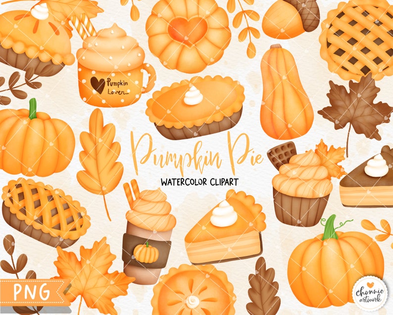 Pumpkin Pie Watercolor Clipart Pumpkin Pie Clipart Pumpkin - Etsy