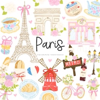 Paris Clipart Eiffel Tower Clipart Arc De Triomphe France French Flag ...