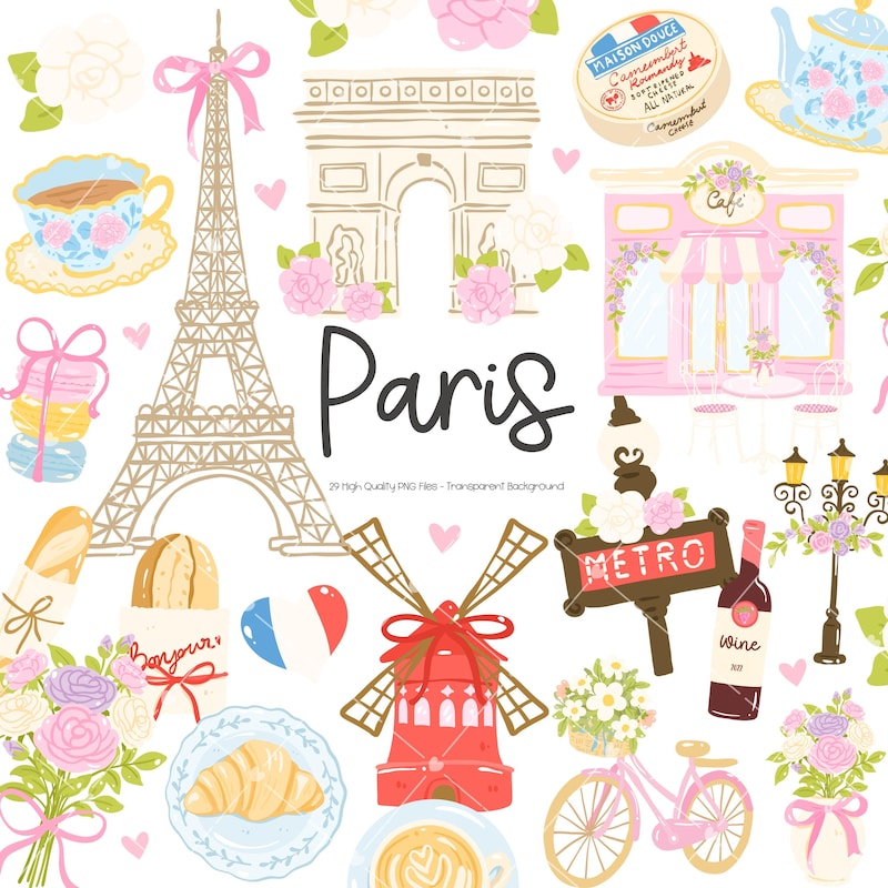 Coffee Clipart Paris - Etsy