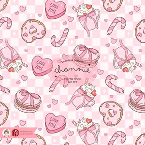 Valentine's Sweet Desserts Seamless Pattern Valentine's Treats Pattern ...