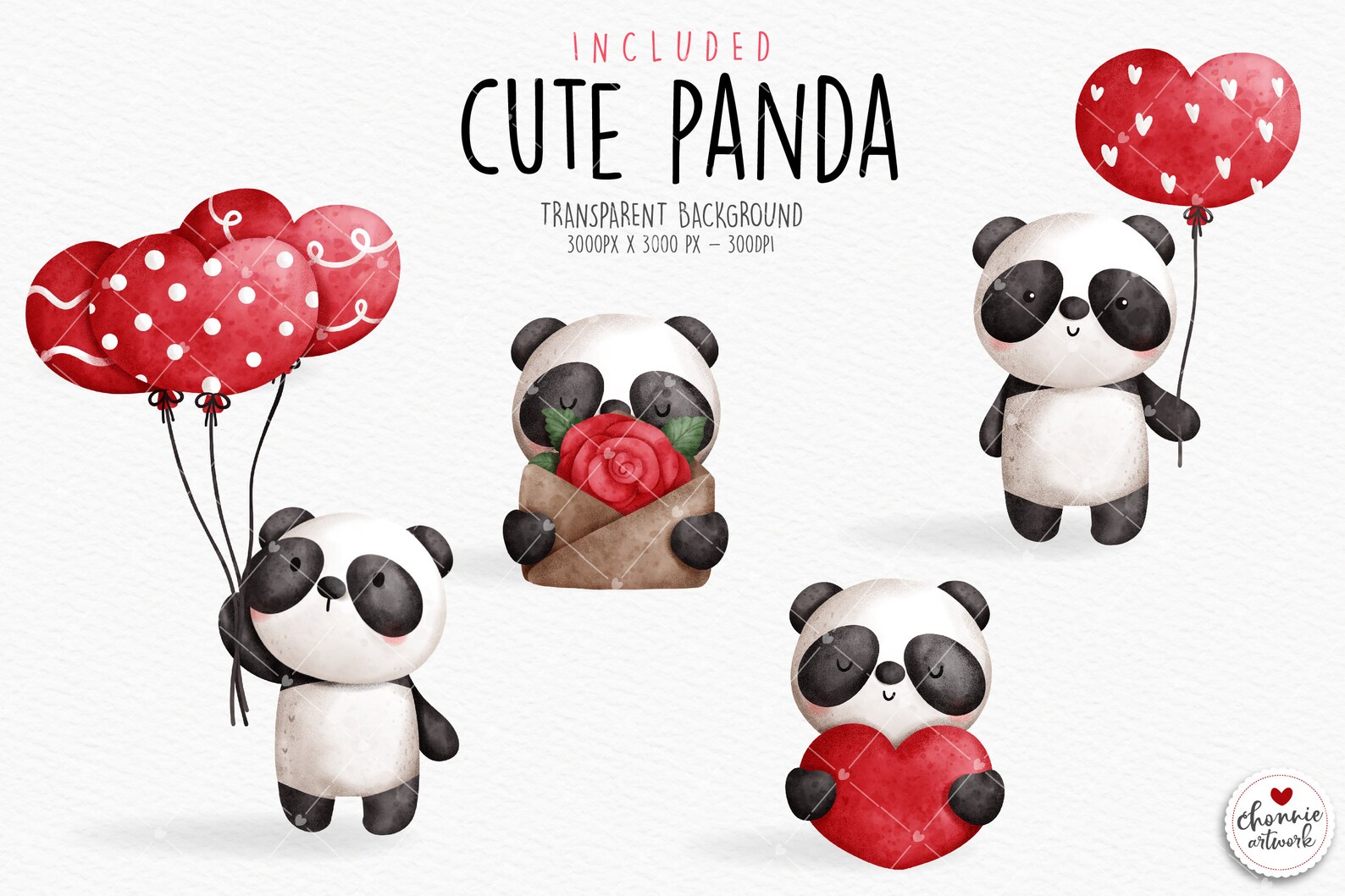 Valentine's Panda Clipart Panda Clipart Love Clipart - Etsy