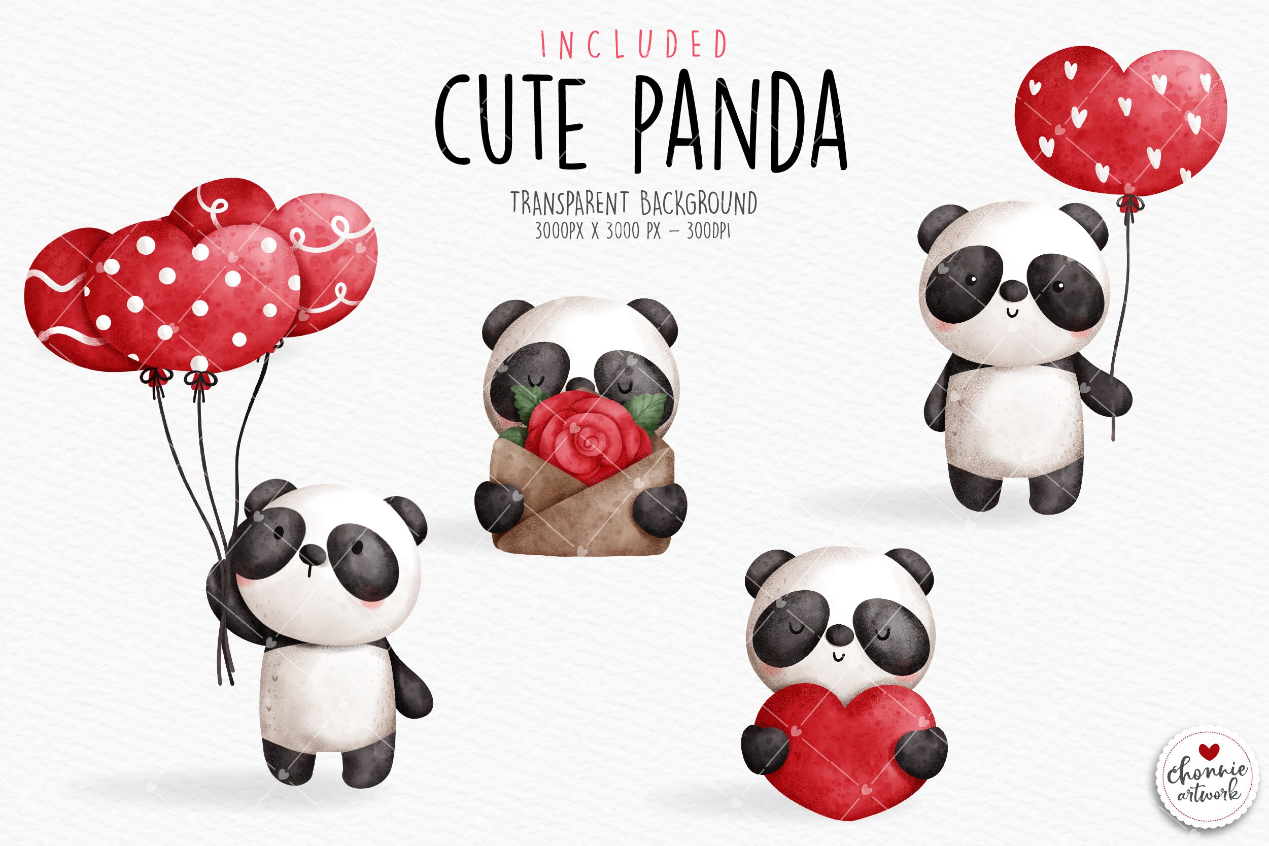 Valentine's Panda Clipart Panda Clipart Love Clipart - Etsy