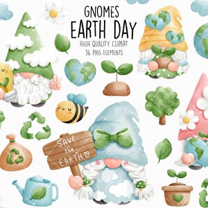 Gnome Earth Day Clipart, Earth Day Clipart, Environment Clipart, Love ...