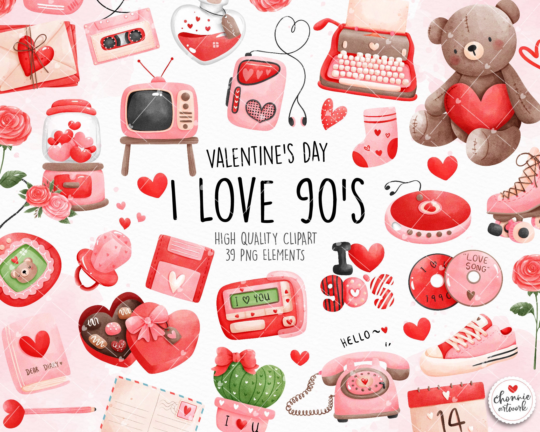 90's Valentines Clipart 90's Clipart Valentines Day - Etsy