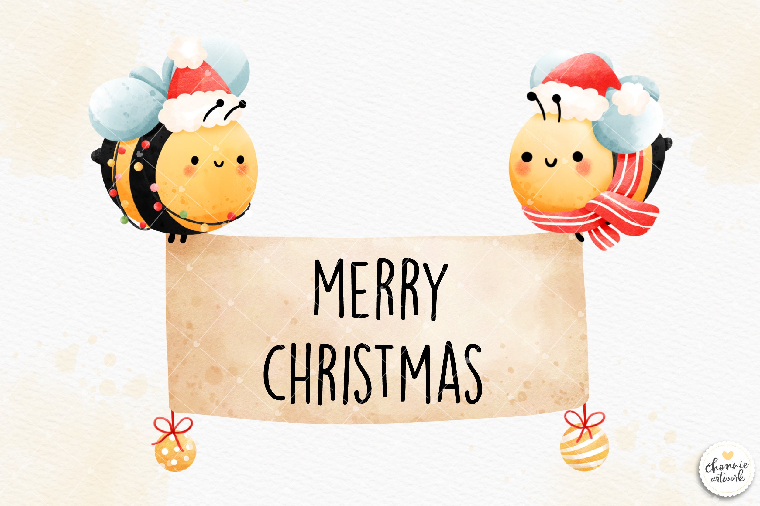 Christmas Clipart Christmas Bee Clipart Honey Bee Clipart - Etsy