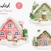 Christmas Houses Clipart, Christmas Village Clipart, Snow Village ...