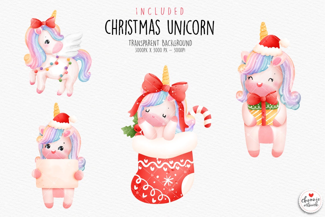 Christmas Unicorn Clipart Christmas Clipart Unicorn Clipart - Etsy